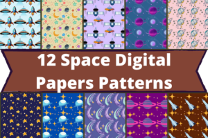 12 Space Digital Papers Patterns, KDP – MasterBundles