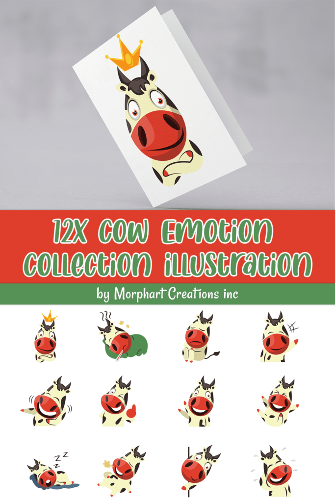 12 Cow Emotion Collection Illustration – MasterBundles