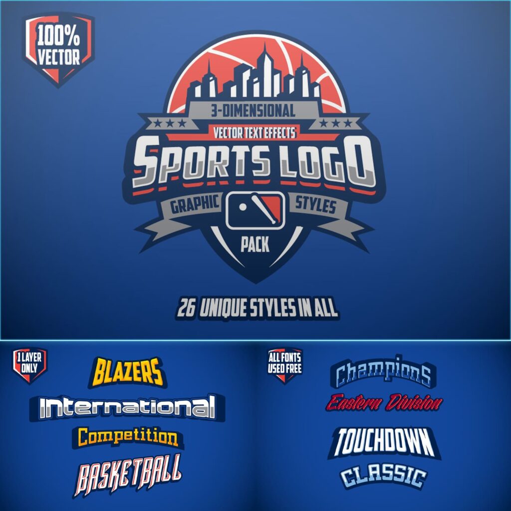 3D Sports Logo Graphic Styles Pack – MasterBundles