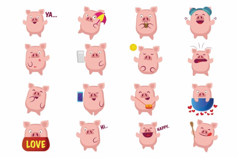 16 Pig Emoticon Collection Illustration – MasterBundles