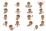 18x Man With Beard Emoticon Or Sticker Collection Illustration ...