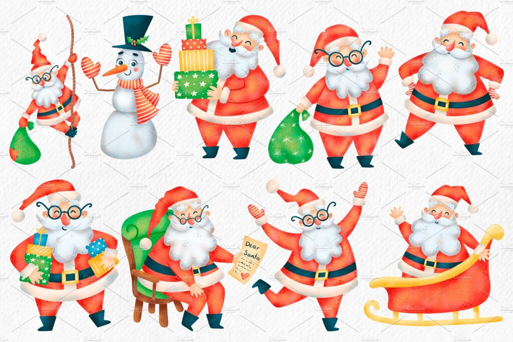 Cute Christmas Santa Claus Clipart – MasterBundles