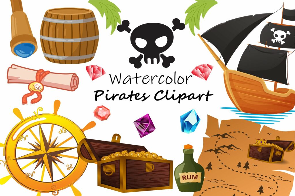 Watercolor Pirates Clipart – MasterBundles