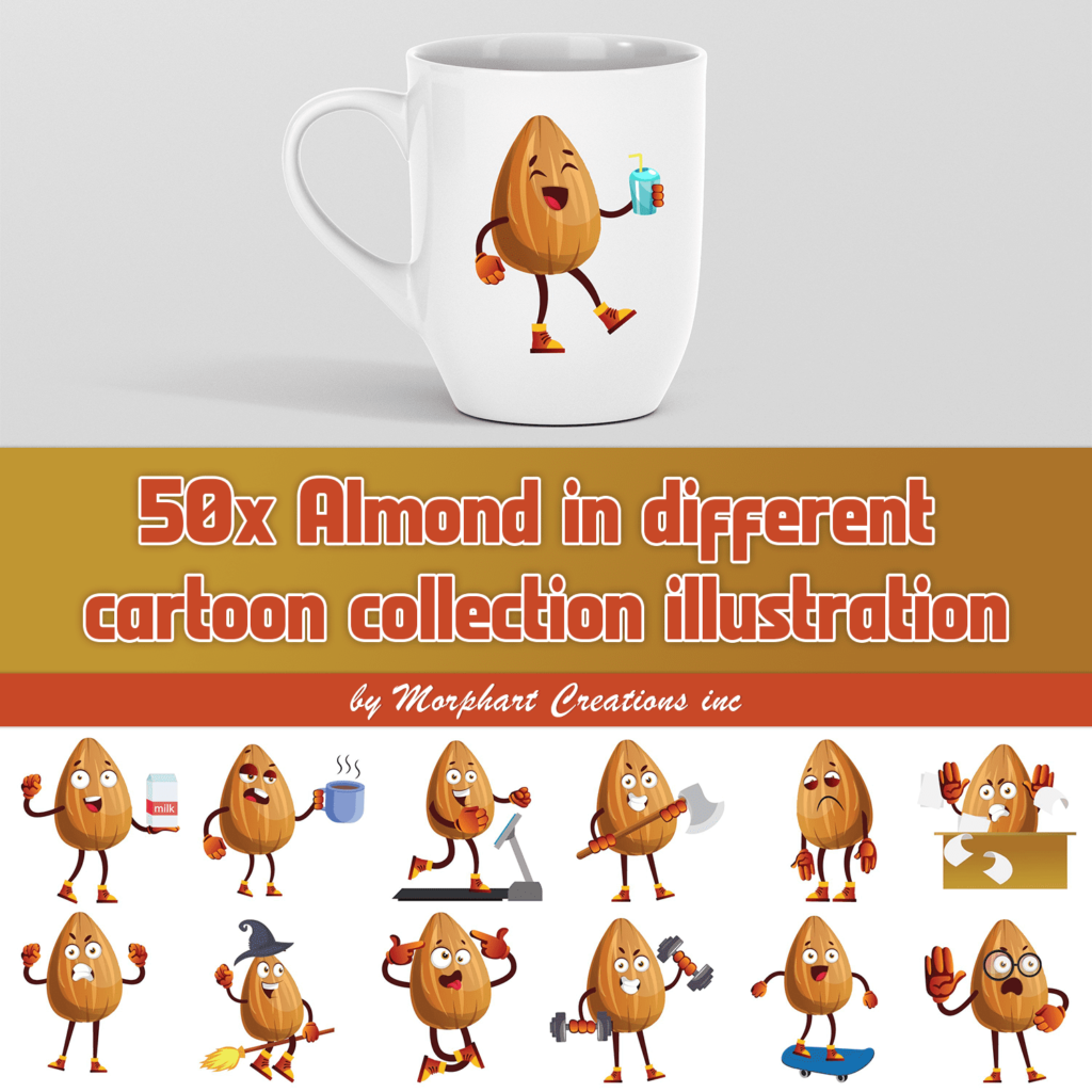 50 Almond In Different Cartoon Collection Illustration – MasterBundles