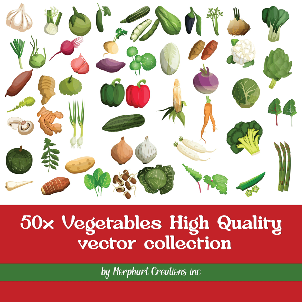 50 Vegetables High Quality Vector Collection – MasterBundles