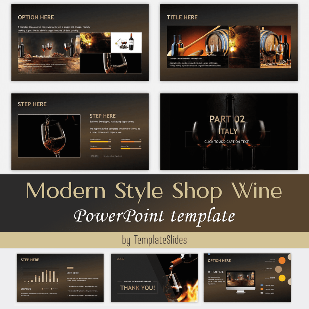 Modern Style Shop Wine PowerPoint Template – MasterBundles