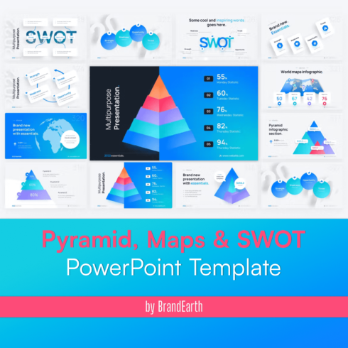 Pyramid, Maps & Swot PowerPoint Template – MasterBundles