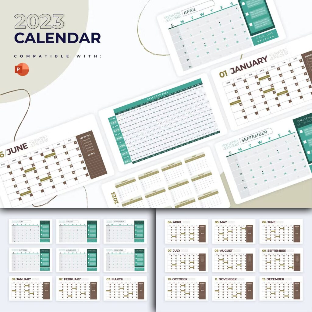 2023 Calendar Slides Powerpoint Infographics – MasterBundles