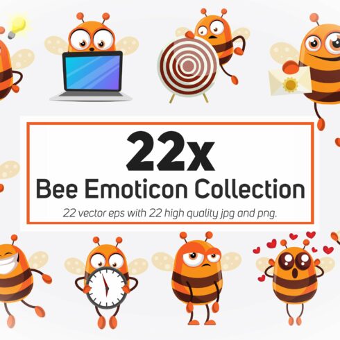 22 Bee Emoticon Collection Illustration | MasterBundles