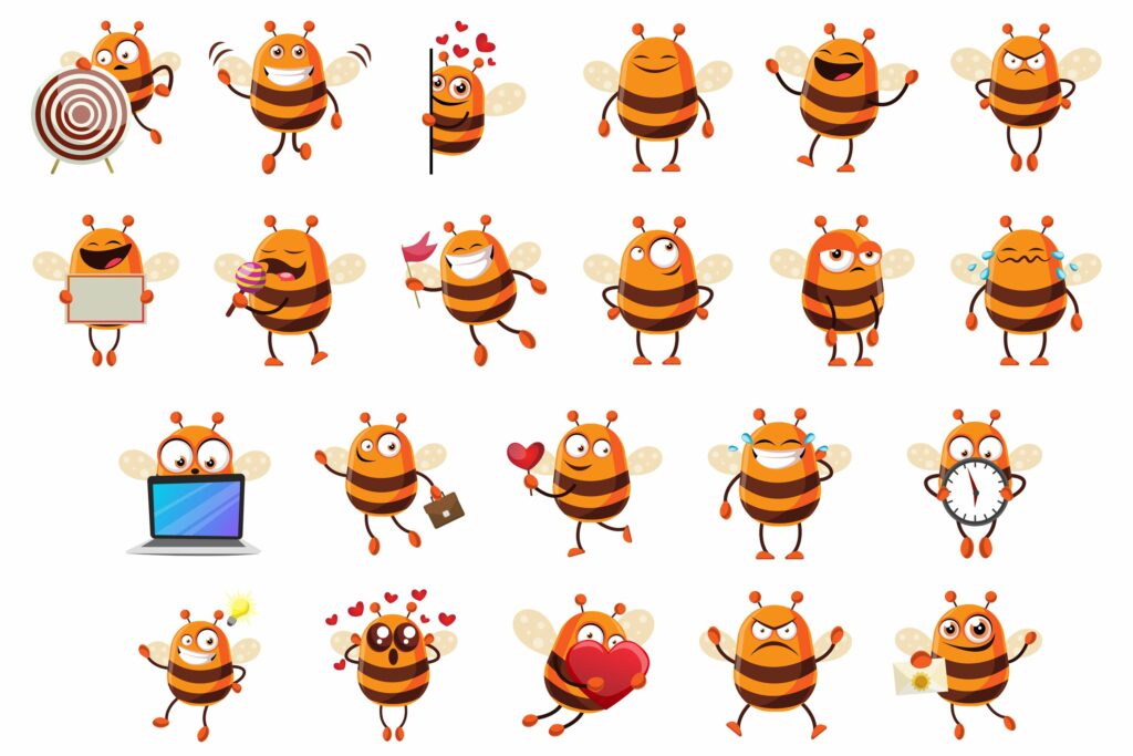 22 Bee Emoticon Collection Illustration – MasterBundles
