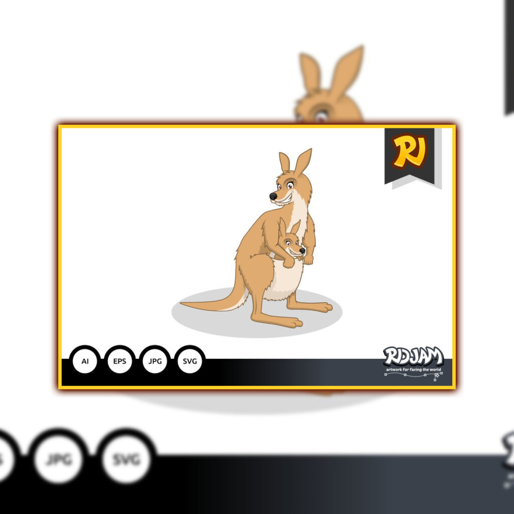 Kangaroo with Her Baby Cartoon – MasterBundles