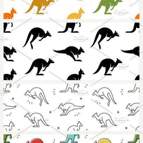 Kangaroo Set + Pattern | MasterBundles