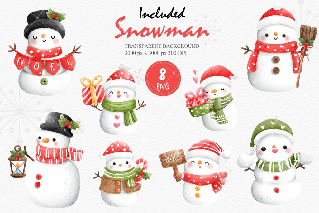 Christmas Snowman Clipart – MasterBundles