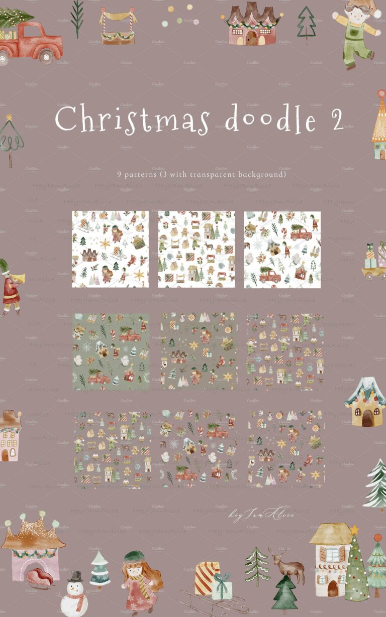 Christmas Doodle Illustrations – MasterBundles