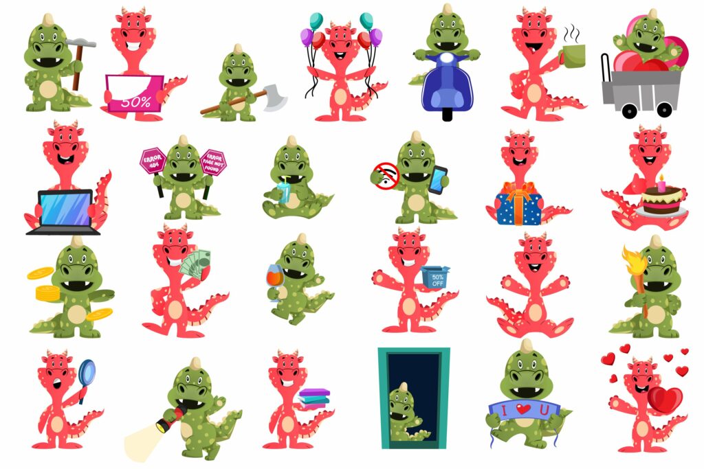 100 Ultimate Dino Character Illustrations Collection – MasterBundles
