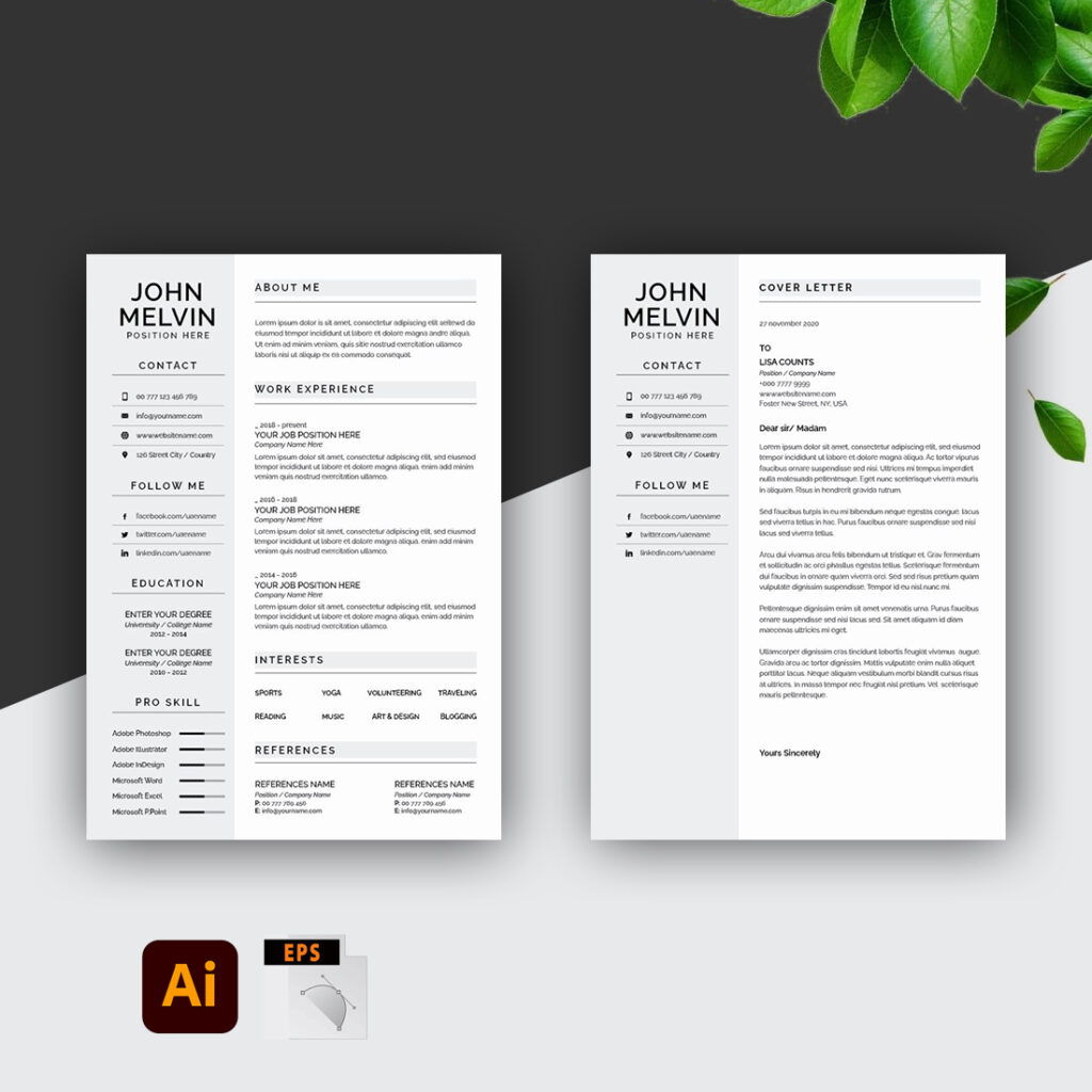 Creative Minimal Resume Templates, Gray Design - MasterBundles