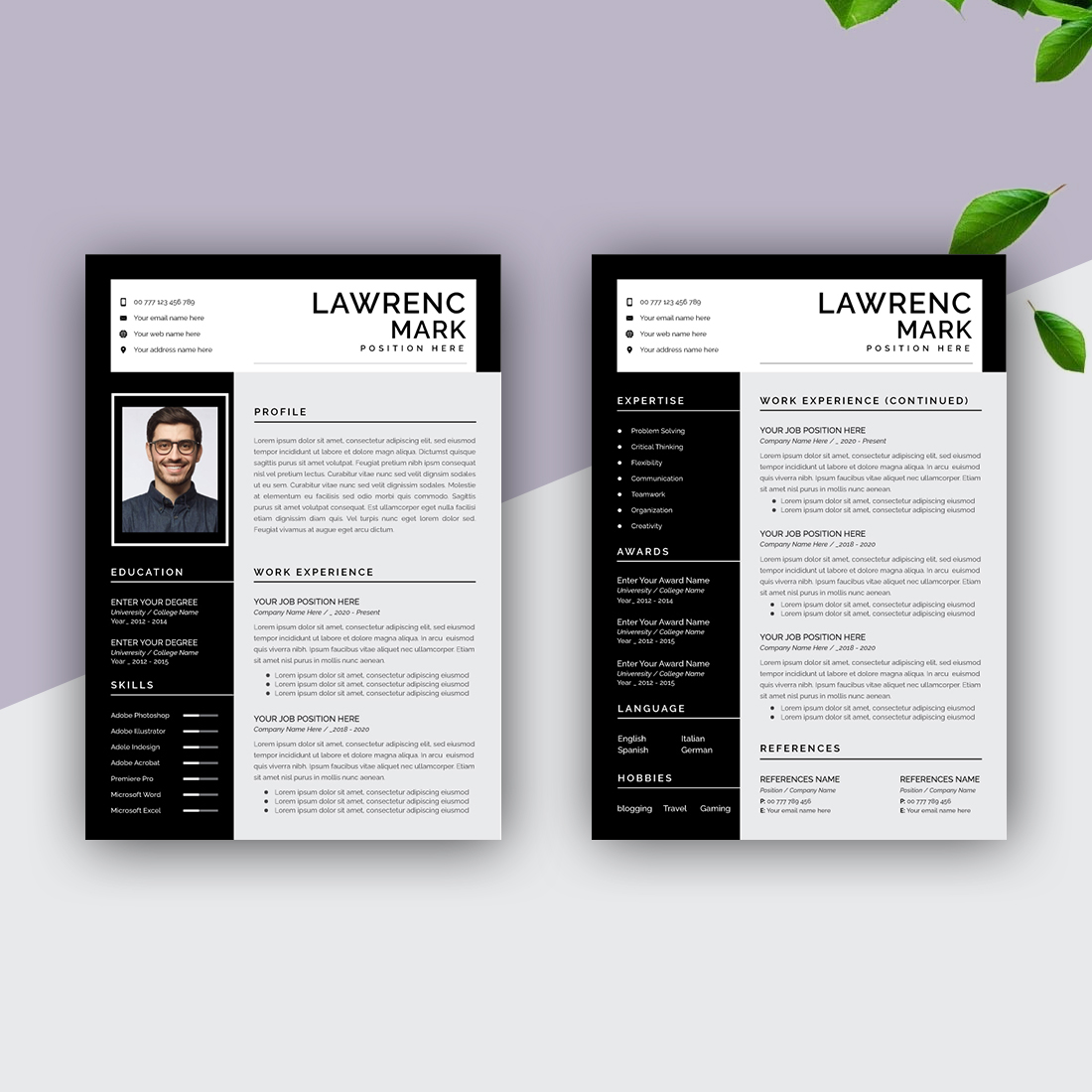 Creative Resume Templates with Sidebar Design - MasterBundles