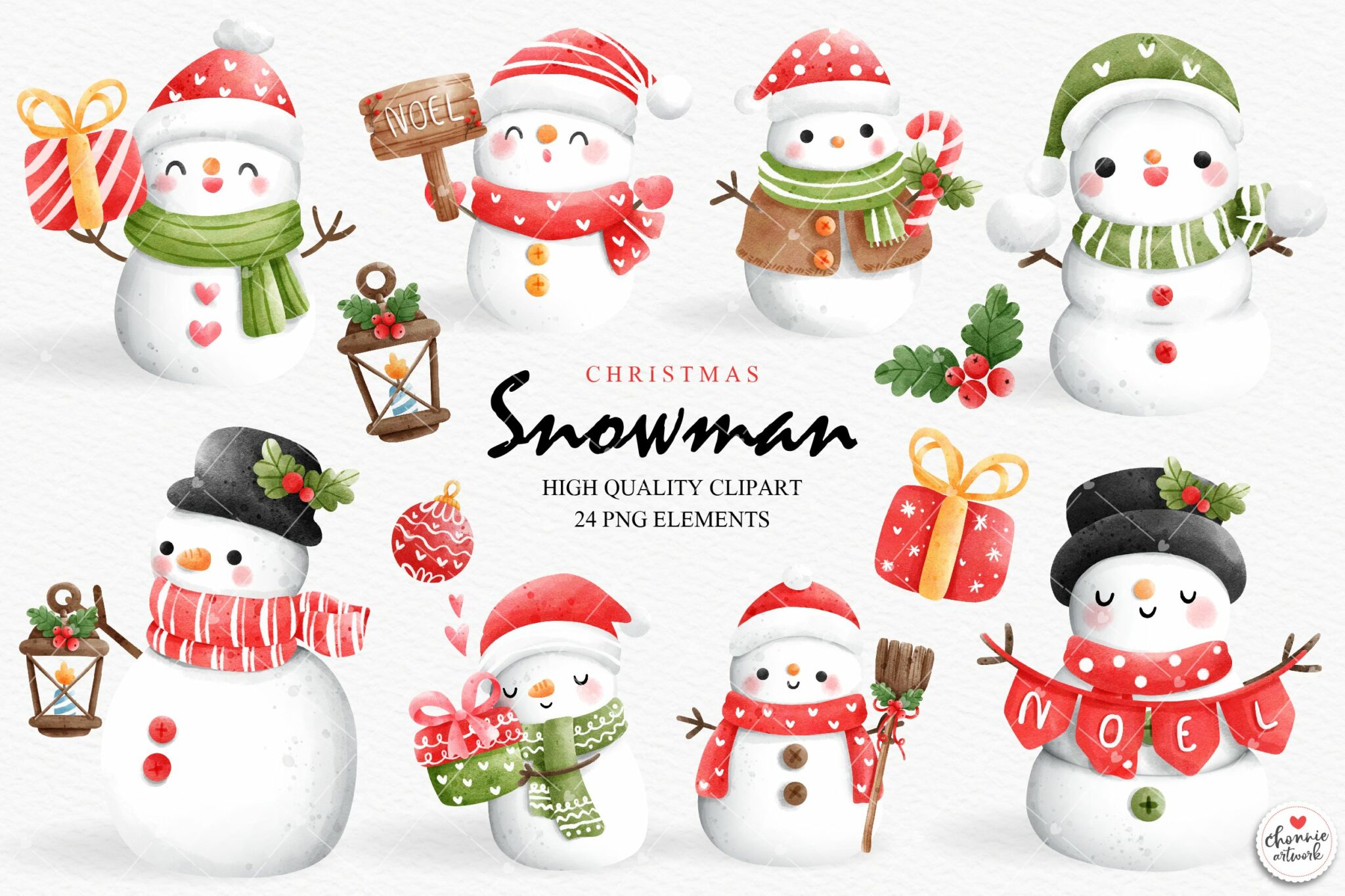 Christmas Snowman Clipart – MasterBundles