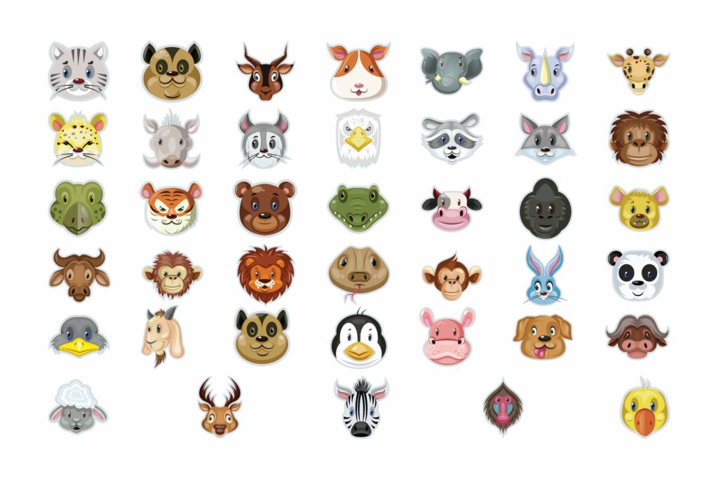 40 Cute Animal Head Stickers Designs – MasterBundles