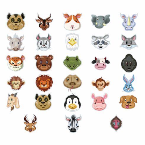 40 Cute Animal Head Stickers Designs – MasterBundles