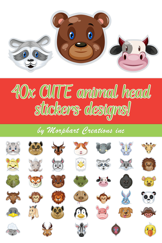 40 Cute Animal Head Stickers Designs – MasterBundles