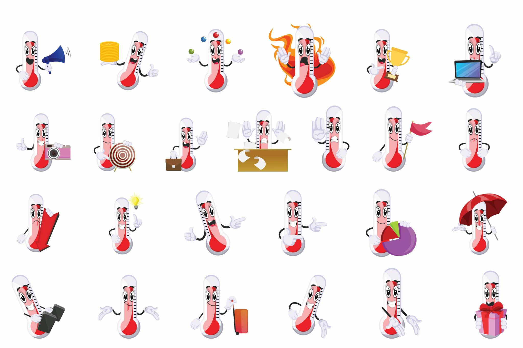 50 Thermometer Character or Mascot Collection Illustration – MasterBundles