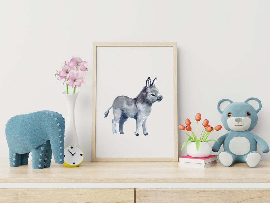 Farm Animal Clipart. Watercolor Donkey. – MasterBundles