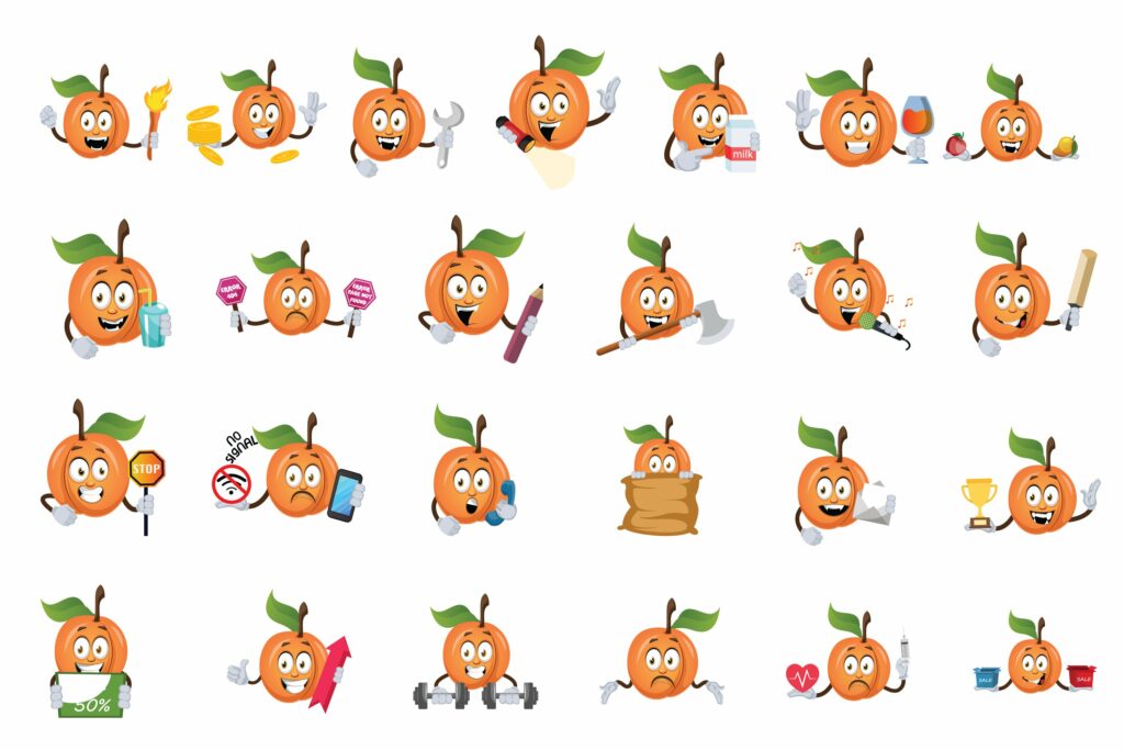 50 Apricot Character and Mascot Collection Illustration – MasterBundles