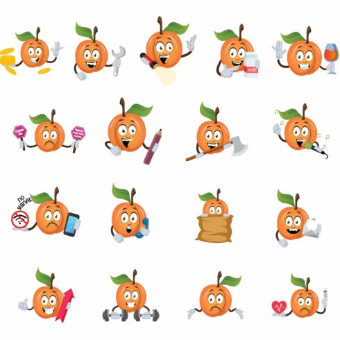50 Apricot Character and Mascot Collection Illustration | Master Bundles