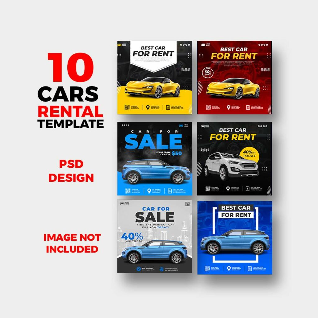 car rental social media templates - MasterBundles