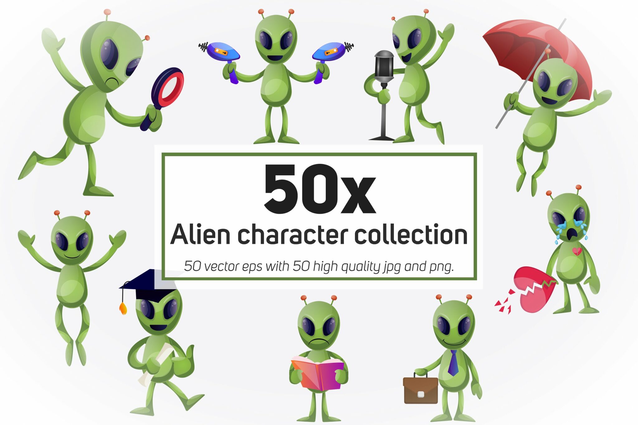 50 Alien Character Collection Illustration – MasterBundles