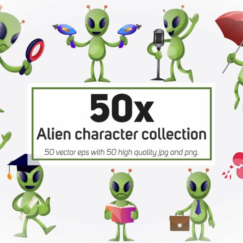 50 Alien Character Collection Illustration – MasterBundles