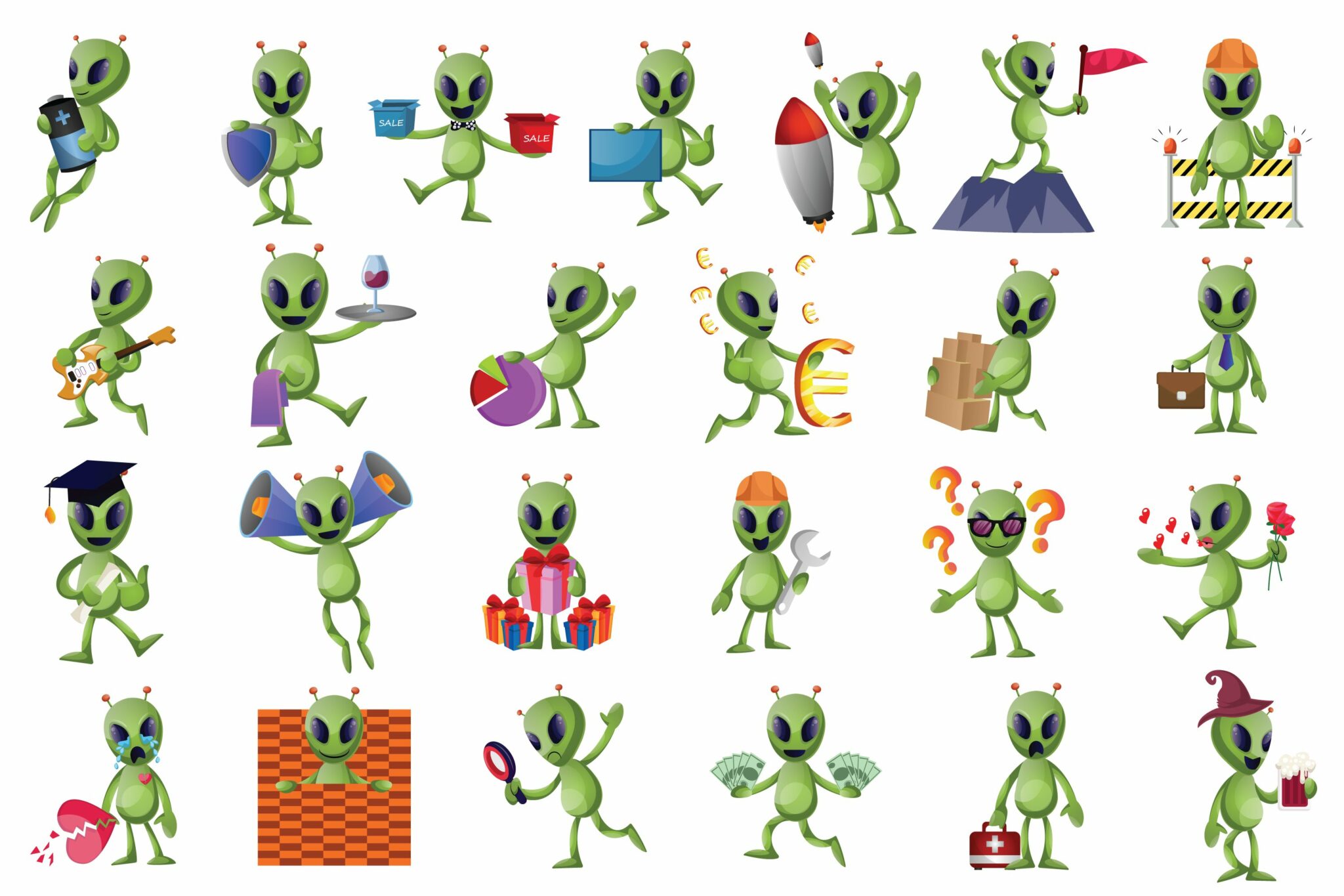 50 Alien Character Collection Illustration – MasterBundles