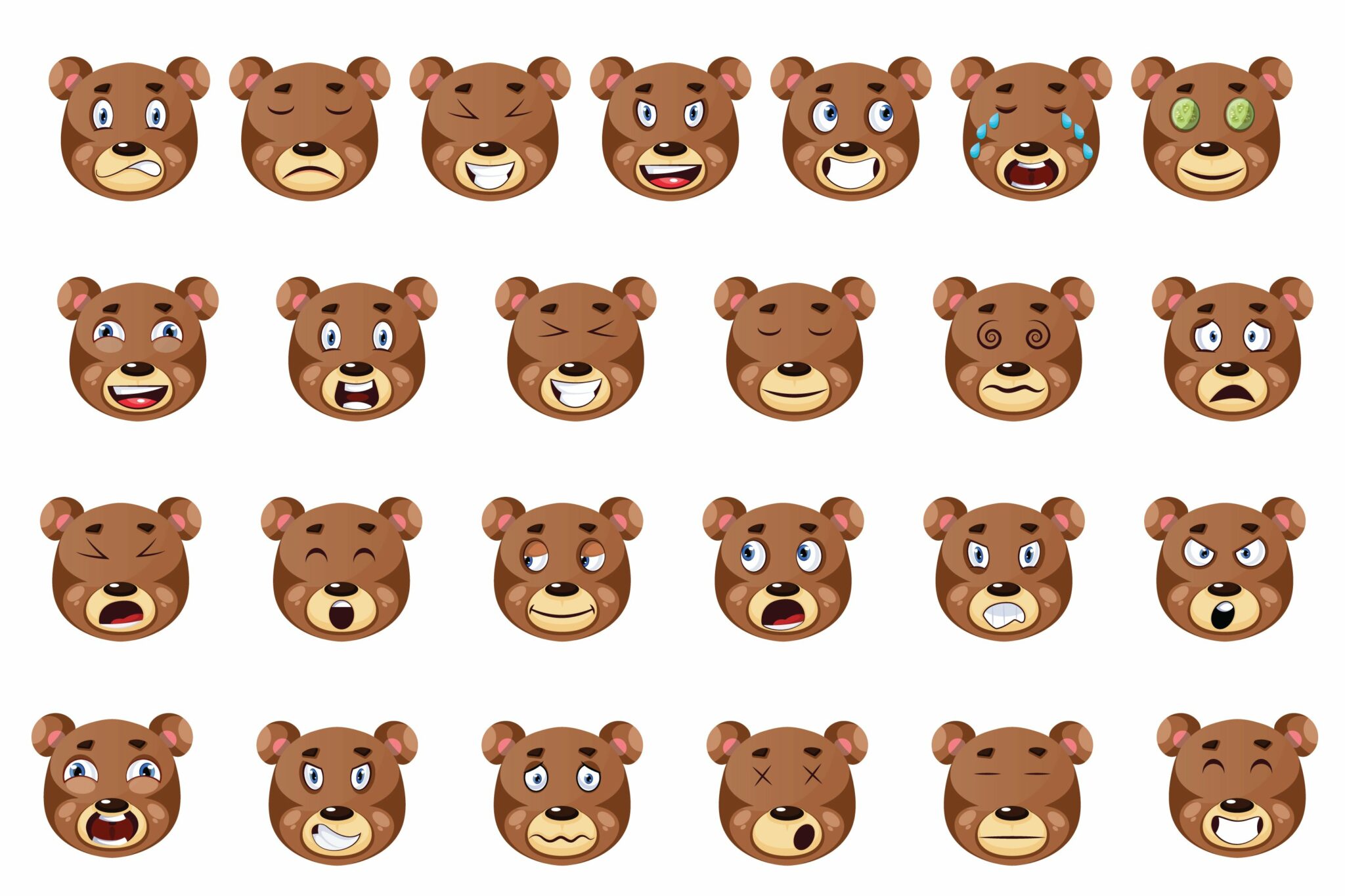 50 Bear Face Emoticon Or Sticker Collection Illustration – MasterBundles