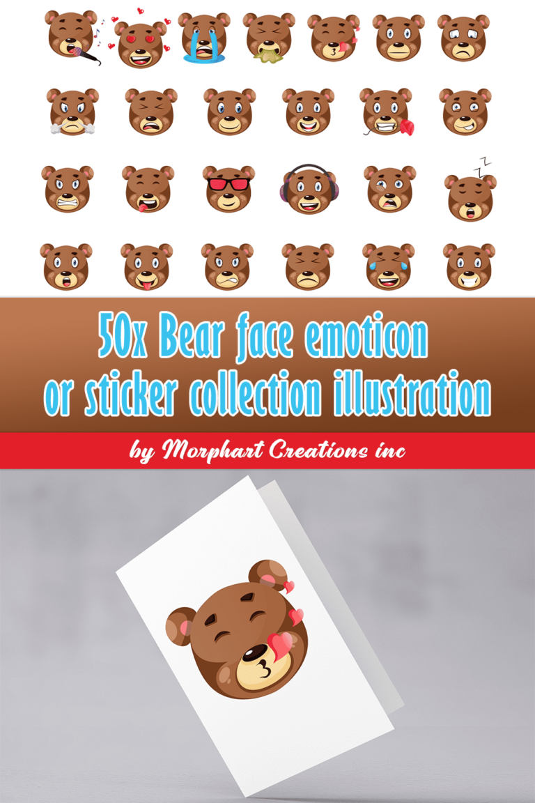 50 Bear Face Emoticon Or Sticker Collection Illustration – MasterBundles
