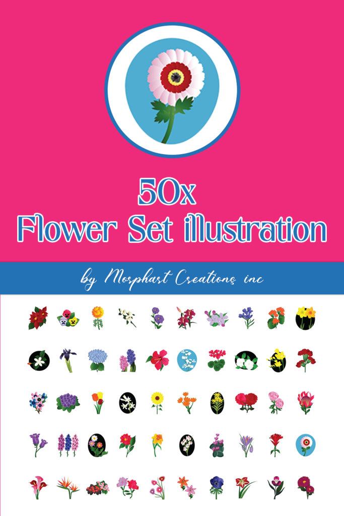 50 Flower Set Illustration – MasterBundles