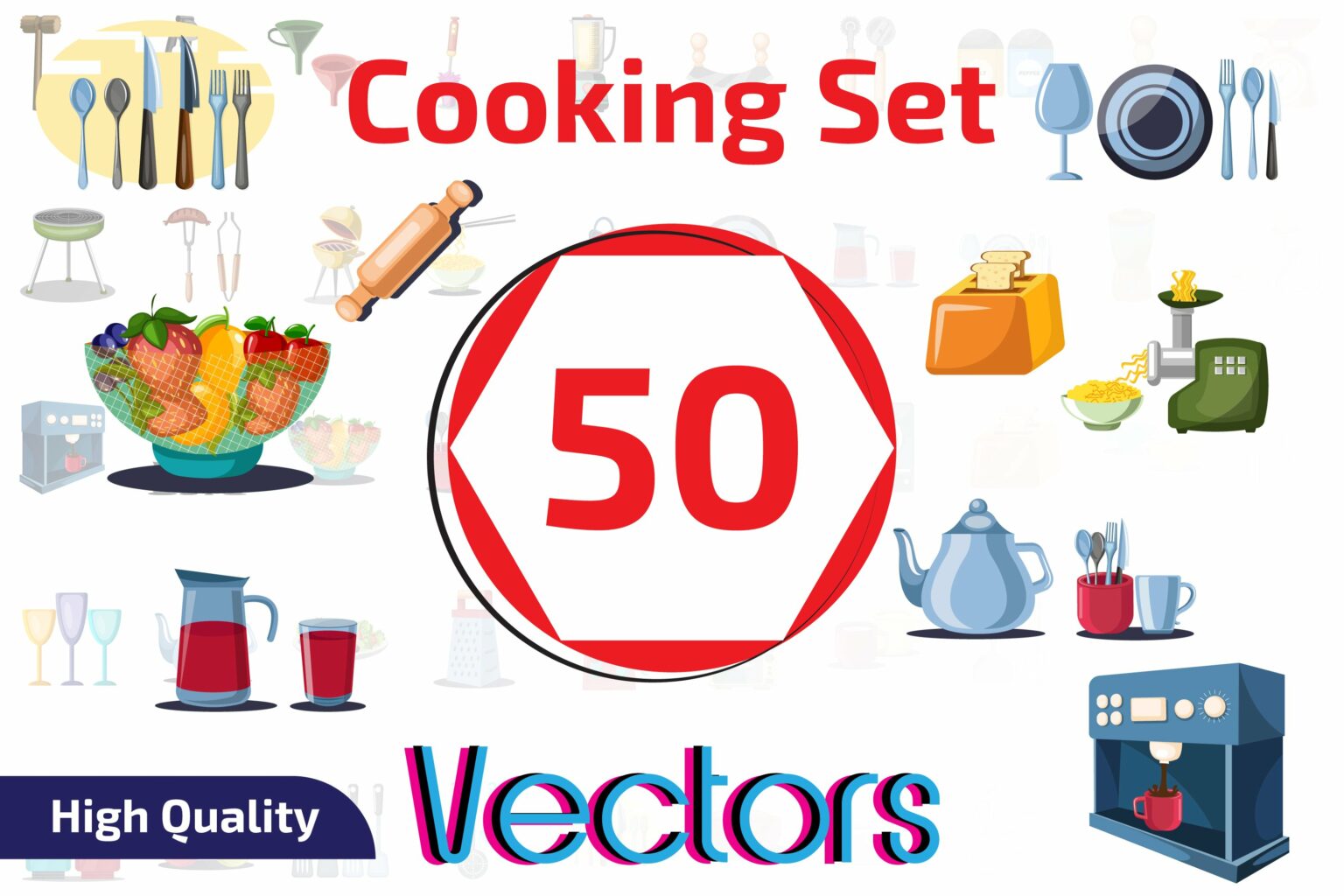50 Kitchen And Cooking Objects Collection – MasterBundles