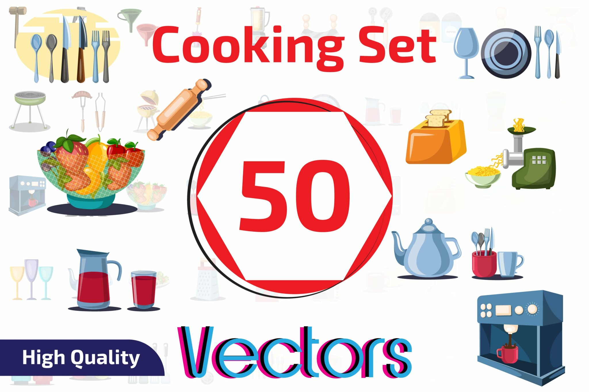 50 Kitchen And Cooking Objects Collection – MasterBundles