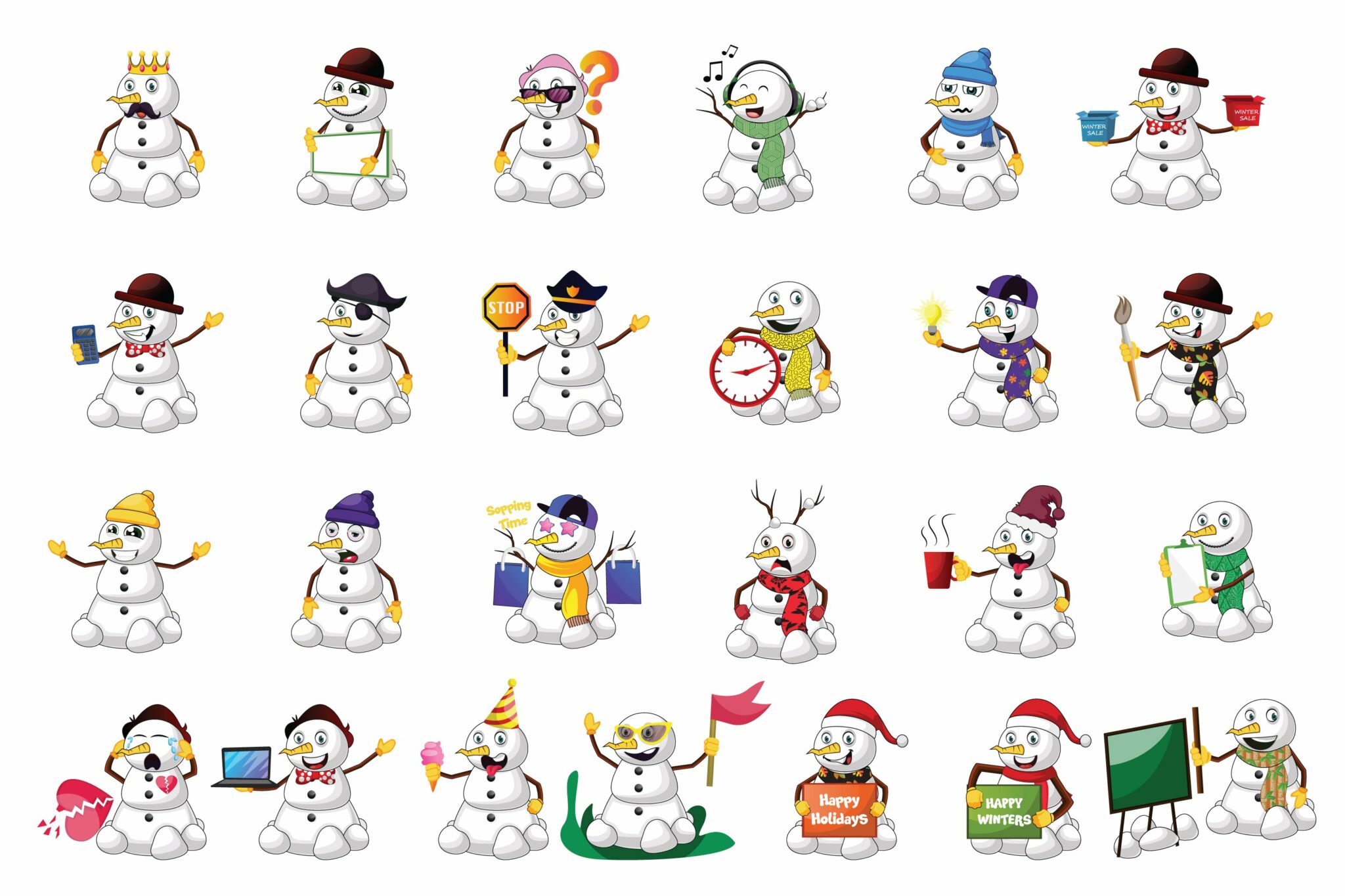 50 Snowmen Collection Illustration – MasterBundles