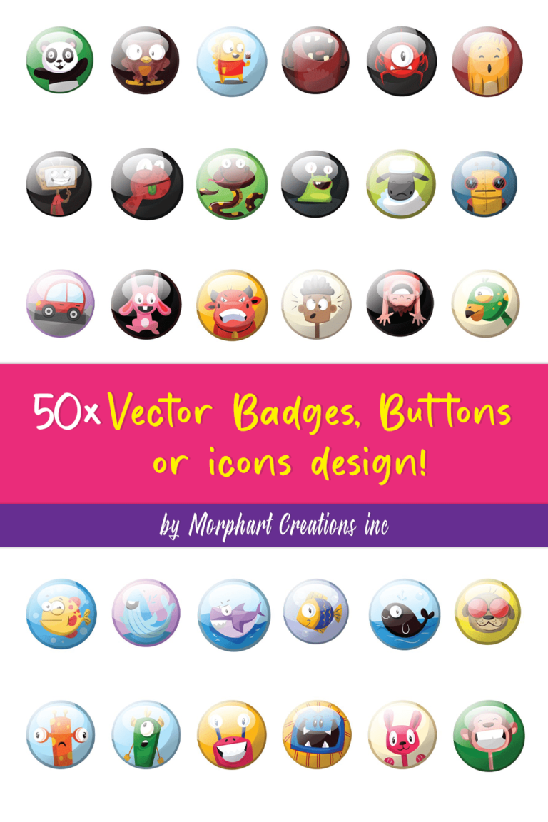 50 Vector Badges, Buttons Or Icons Design – MasterBundles