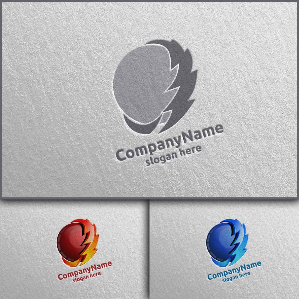 3D Electric Lightning Logo Energy And Thunder – MasterBundles