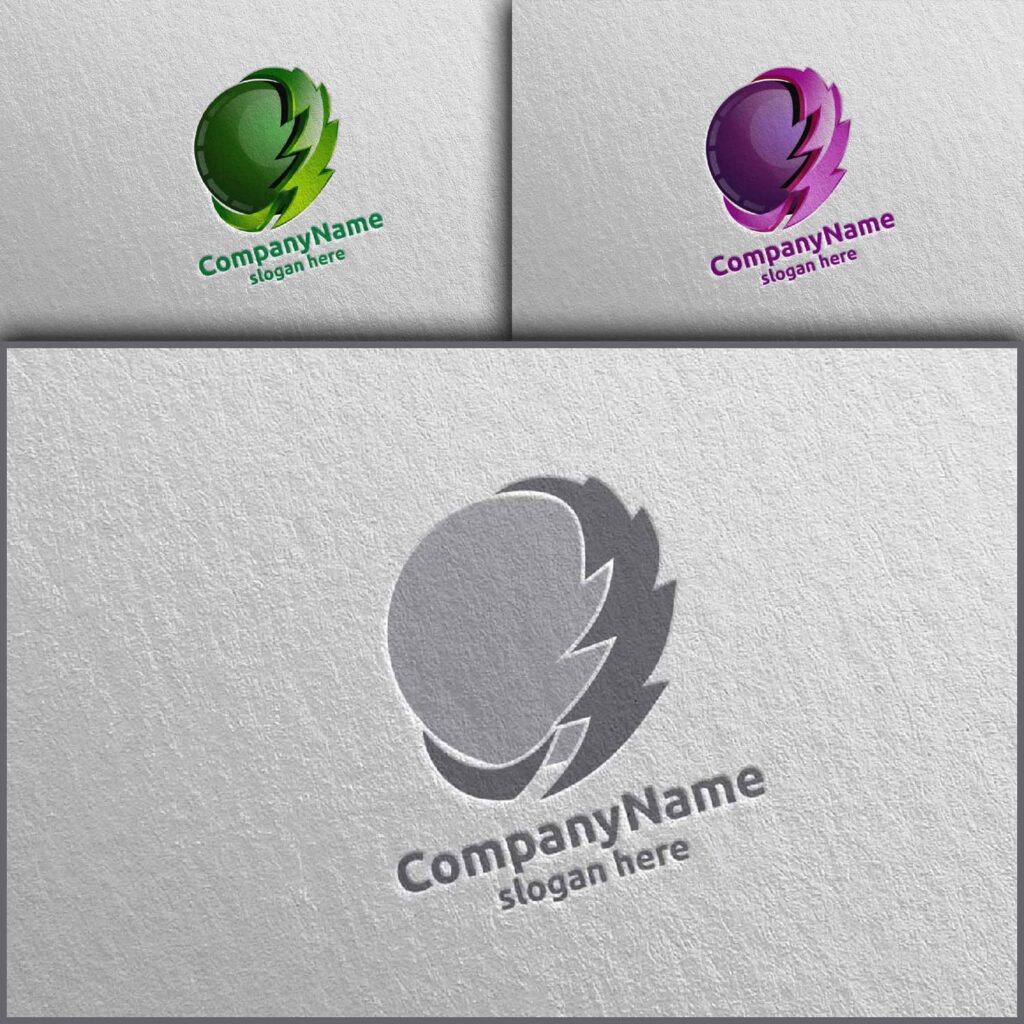 3D Electric Lightning Logo Energy And Thunder – MasterBundles