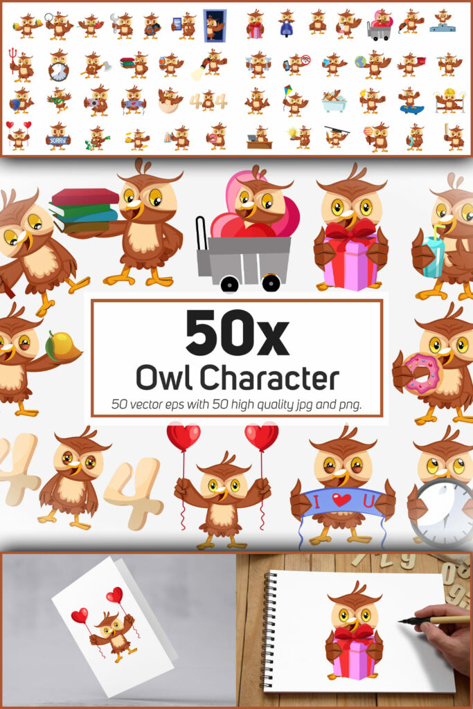 50x Owl Character and Mascot Collection Illustration – MasterBundles