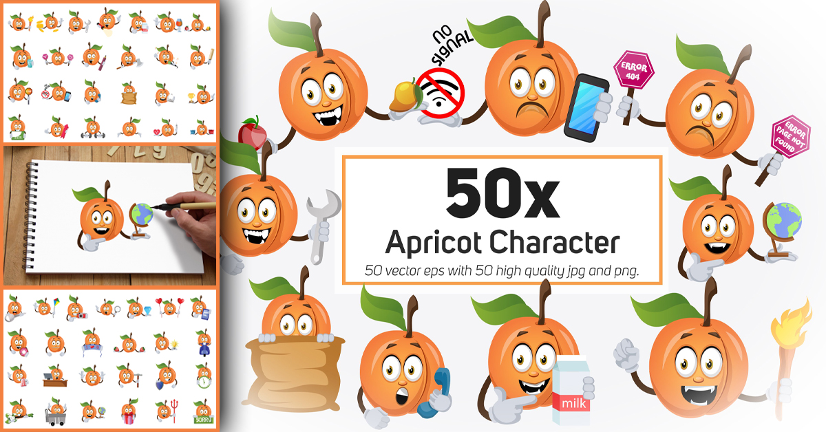 50 Apricot Character and Mascot Collection Illustration – MasterBundles