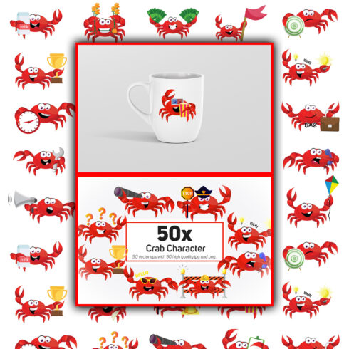 50 Crab Character and Mascot Collection Illustration – MasterBundles