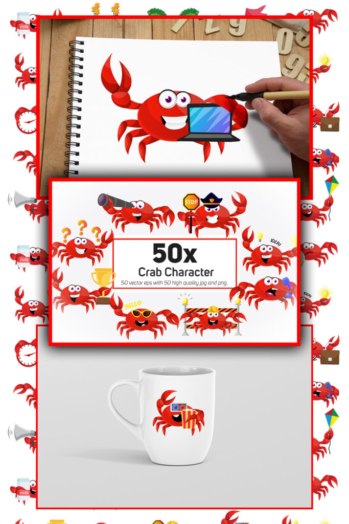 50 Crab Character and Mascot Collection Illustration – MasterBundles