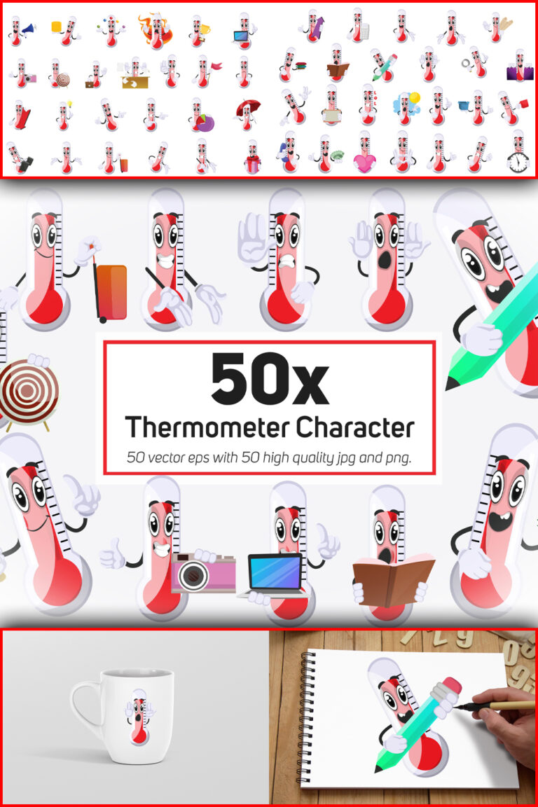 50 Thermometer Character or Mascot Collection Illustration – MasterBundles