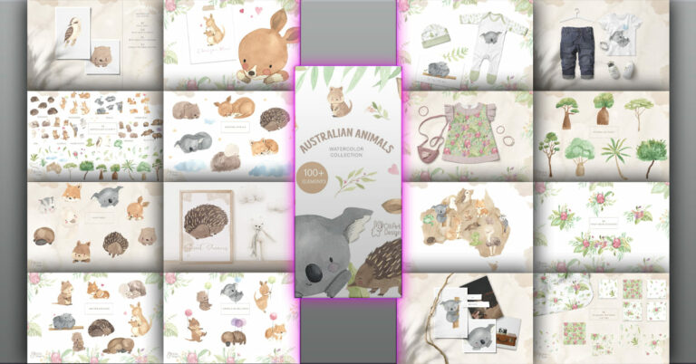 Australian Animals Watercolor Set – MasterBundles