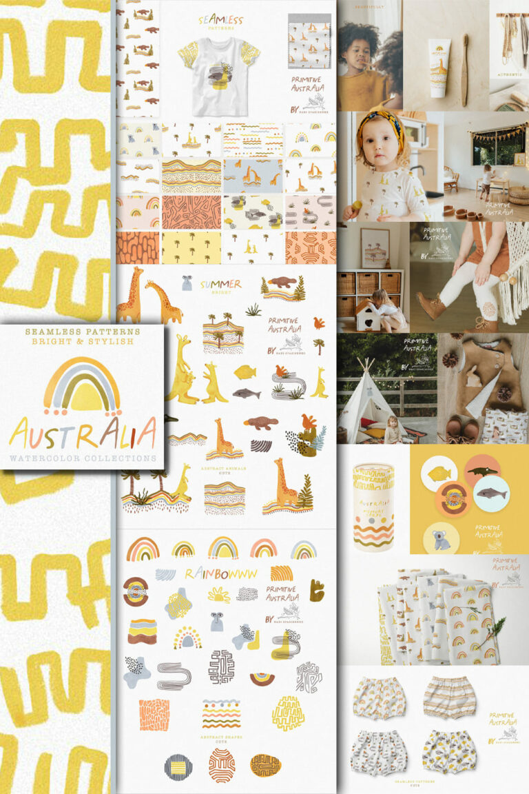 Watercolor Primitive Australia | Master Bundles