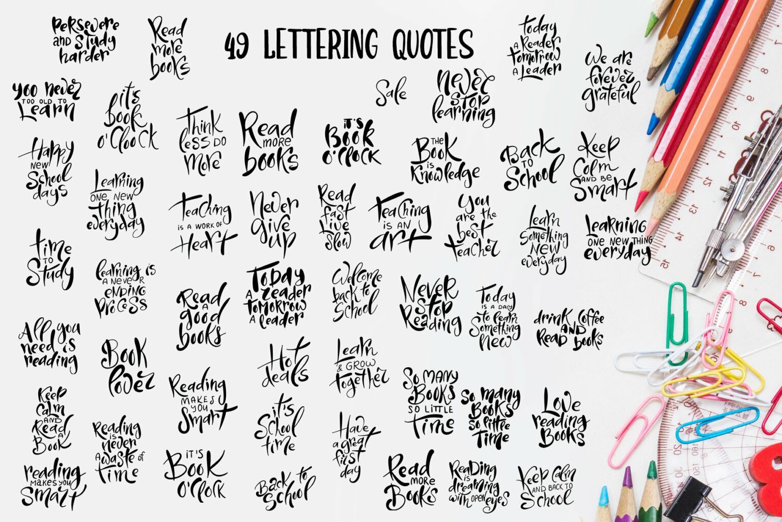 School Days - Clipart + Lettering – MasterBundles